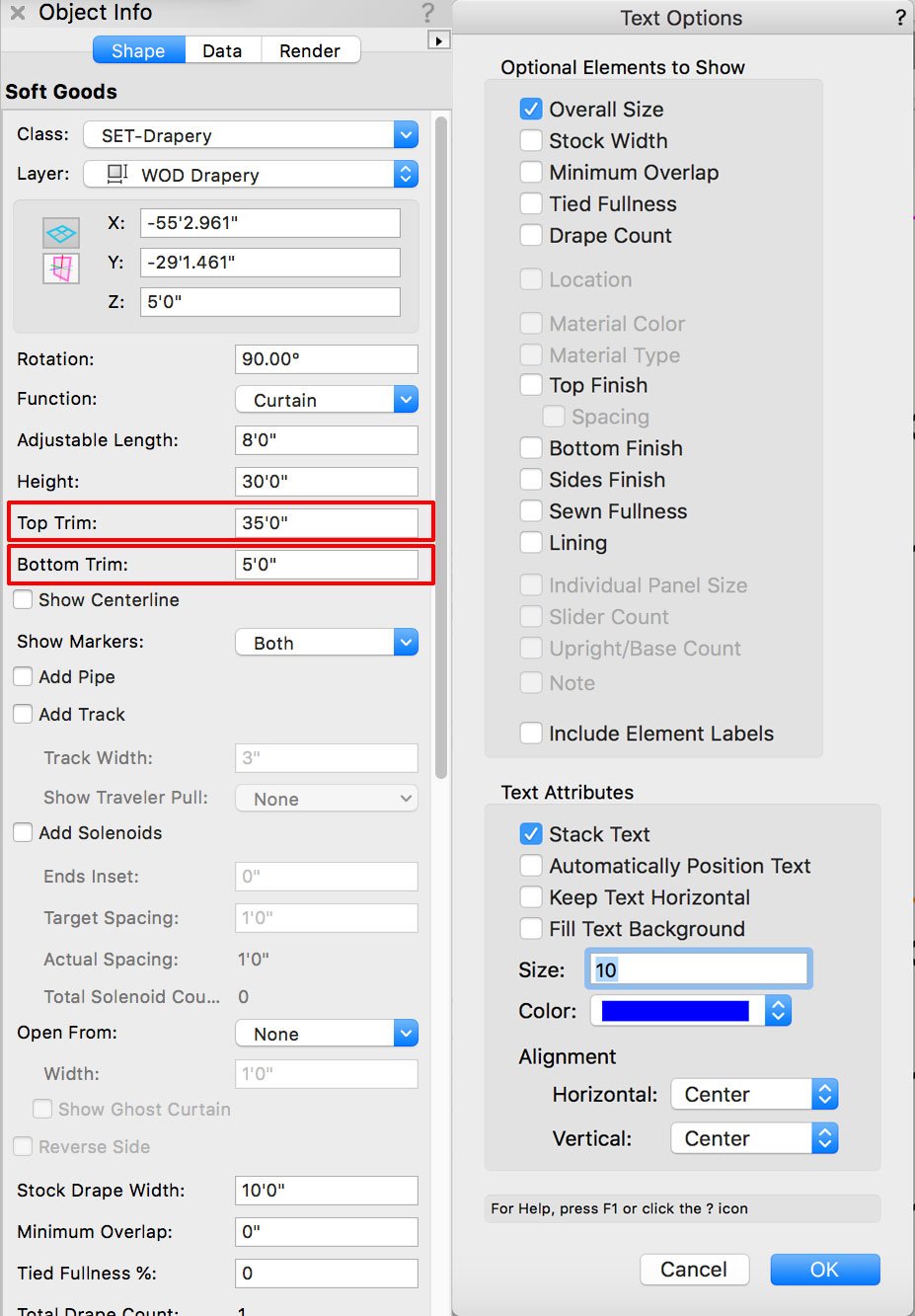 Softgoods: Trim Height as Text Label - Wishlist - Feature and Content Requests - Vectorworks ...