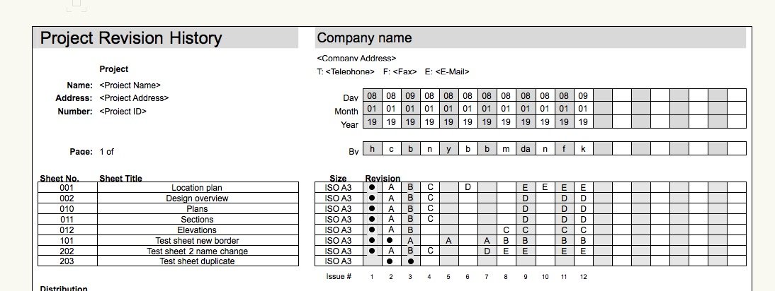 'Project Revision History' worksheet should have marker for unrevised ...