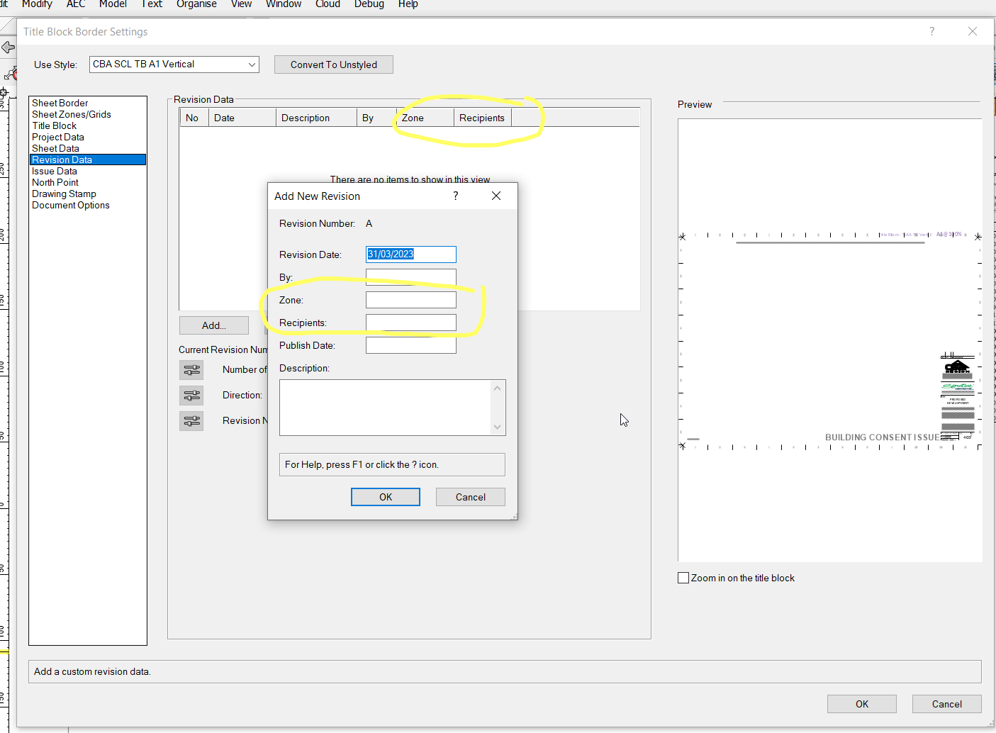 VW2023 Title Block Revision Fields - Troubleshooting - Vectorworks Community Board