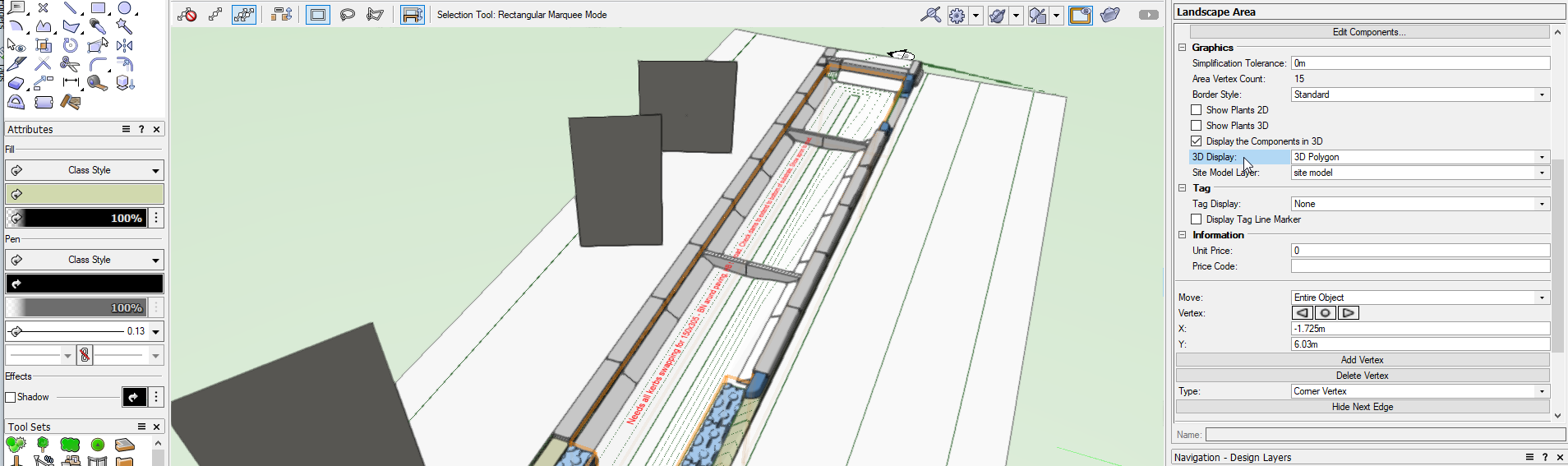 Viewing Landscape Area/Hardscape as plain colour in 3D view - Site ...