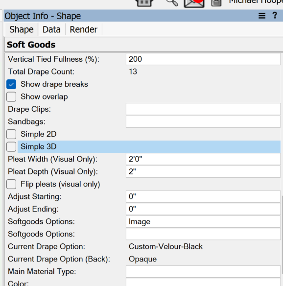 Drapery Tool 3D Options button missing - Entertainment - Vectorworks Community Board