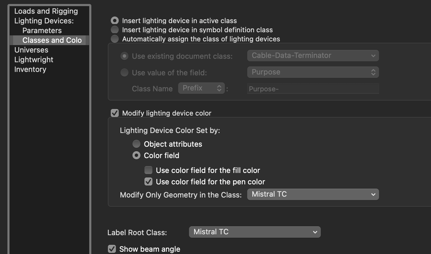 Changing outline colour of fixtures - Entertainment - Vectorworks ...