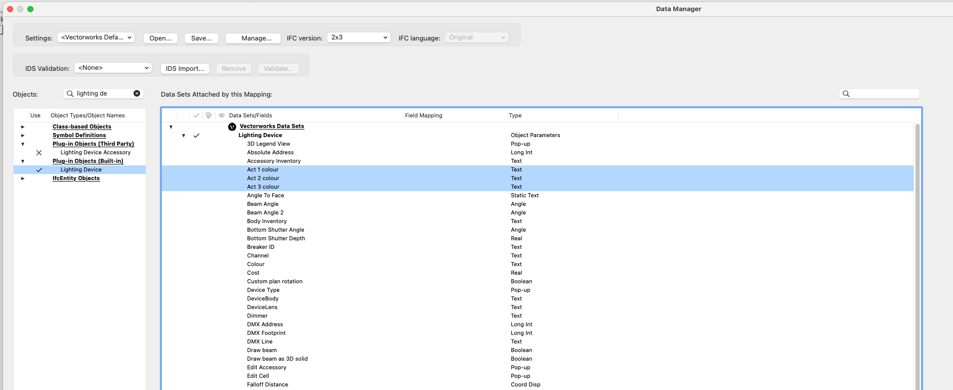 Data Manager - Adding additional lighting device parameters - Entertainment - Vectorworks ...