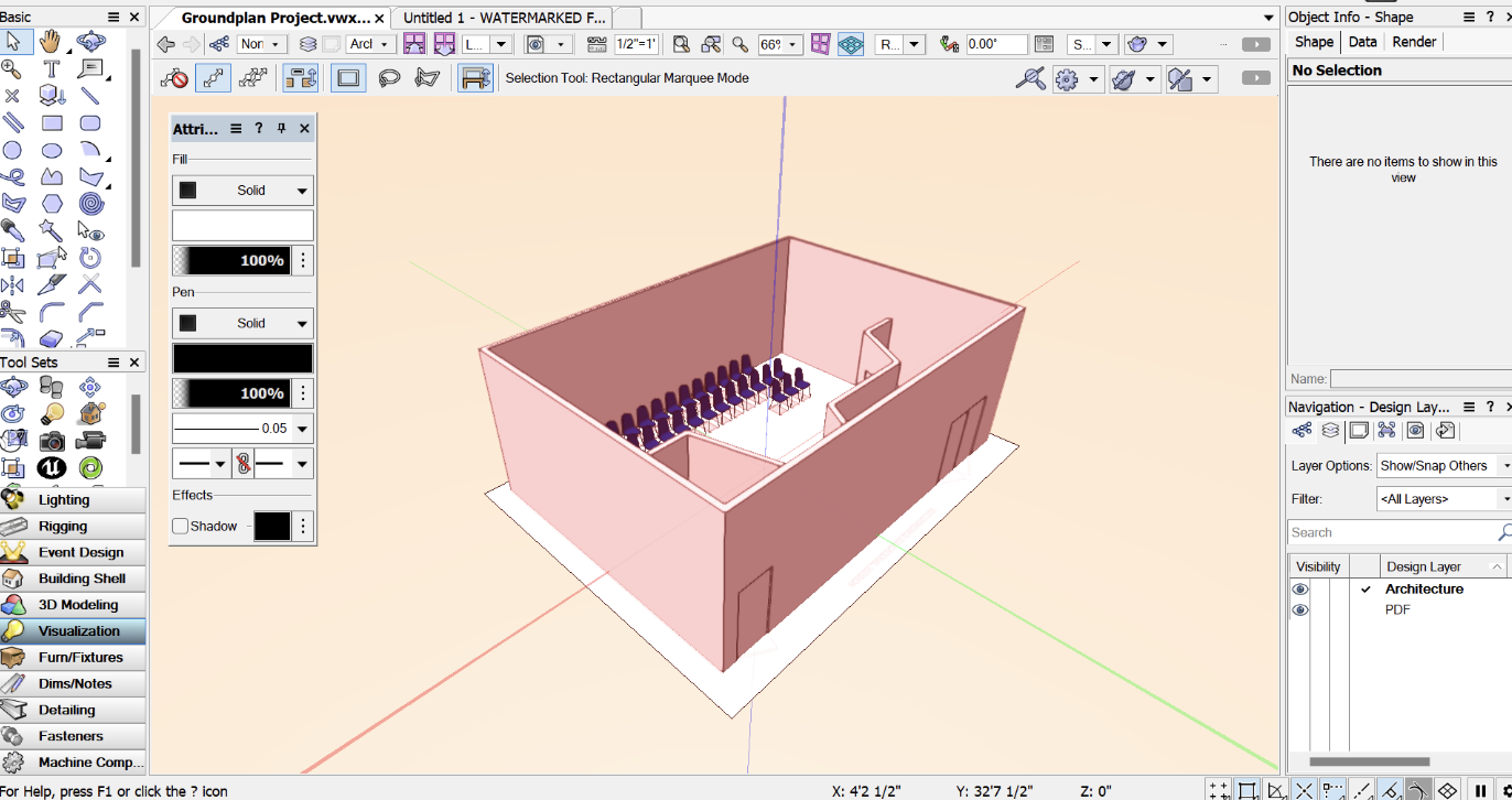 Shaded 3D view highlighted pink - Troubleshooting - Vectorworks Community Board