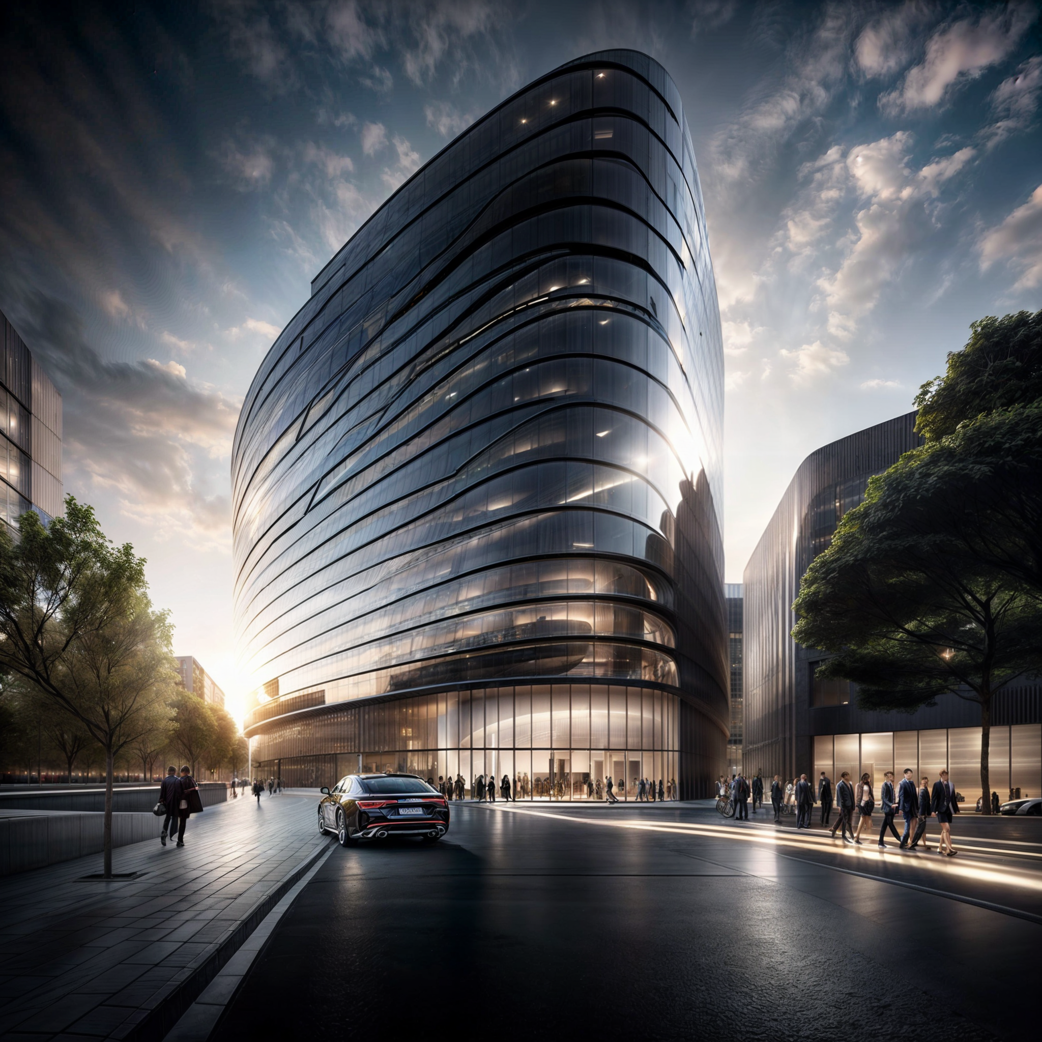 Exterior Office Building-Curve Shaped - AI Visualizer - Vectorworks ...