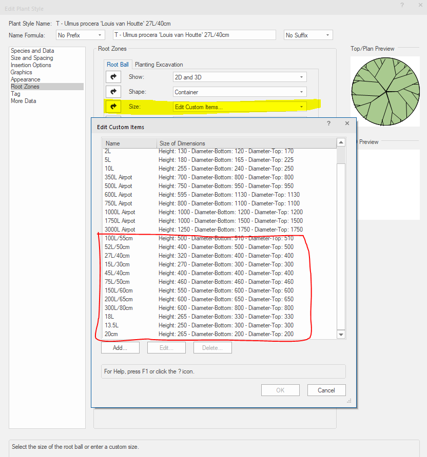 Root Ball Size Editing and Synchronization - Troubleshooting ...