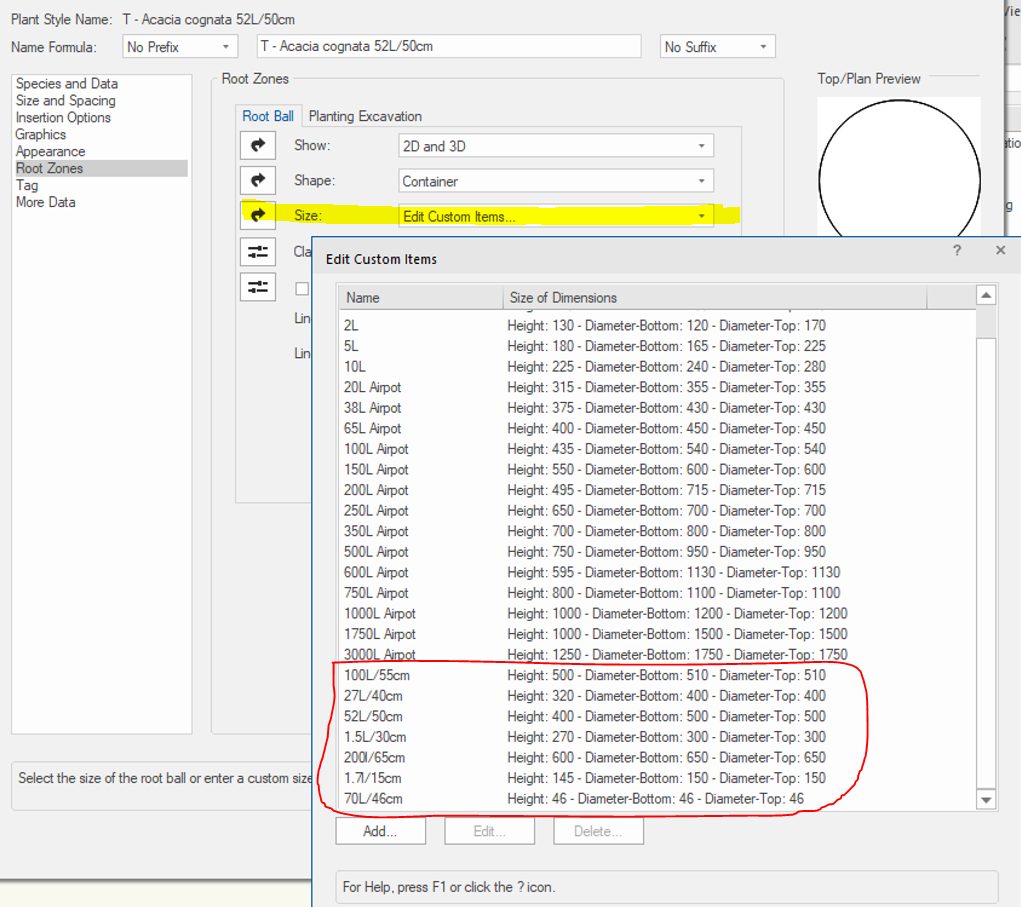 Root Ball Size Editing and Synchronization - Troubleshooting ...