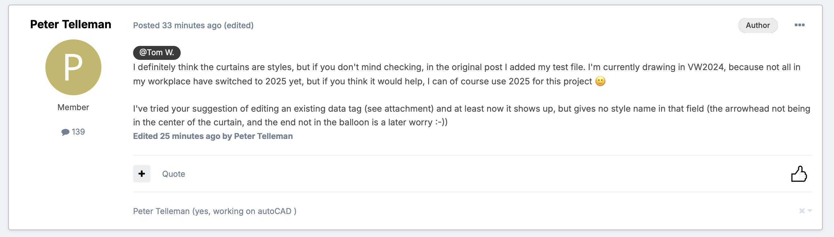 data tag for curtains - Entertainment - Vectorworks Community Board