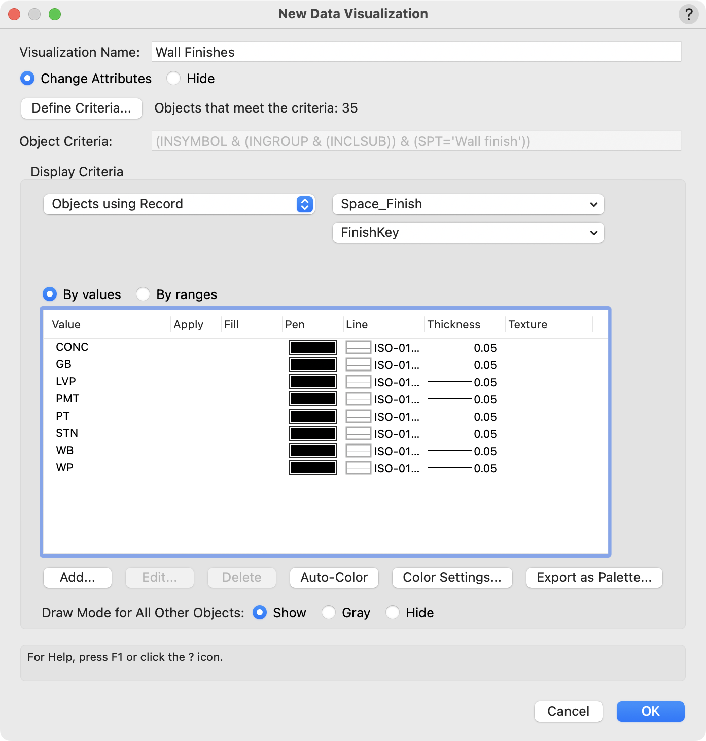 Vetorworks 2025 - data visualisation and finishes applied to individual walls - Troubleshooting ...