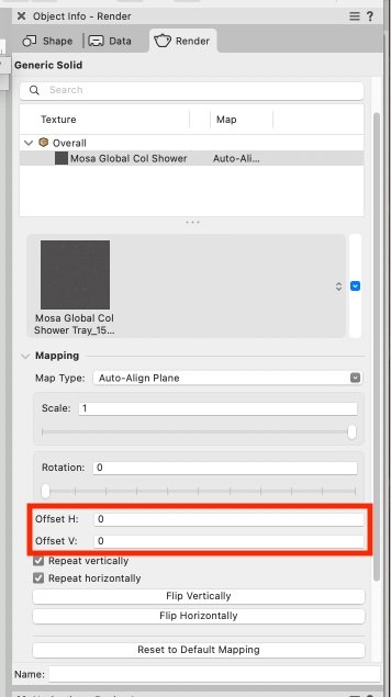Offset H V Greyed Out In Render Tab Rendering Vectorworks Community Board