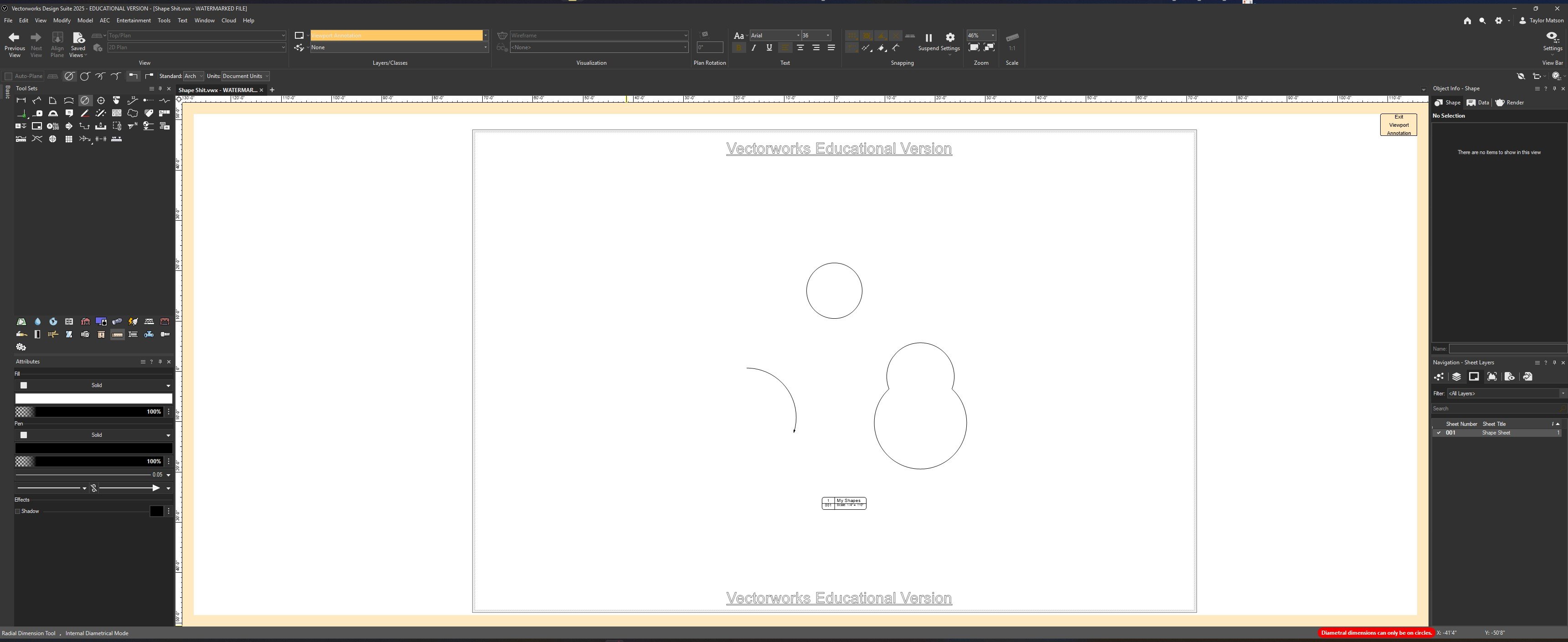 Radial dimension tool not working - Troubleshooting - Vectorworks Community Board