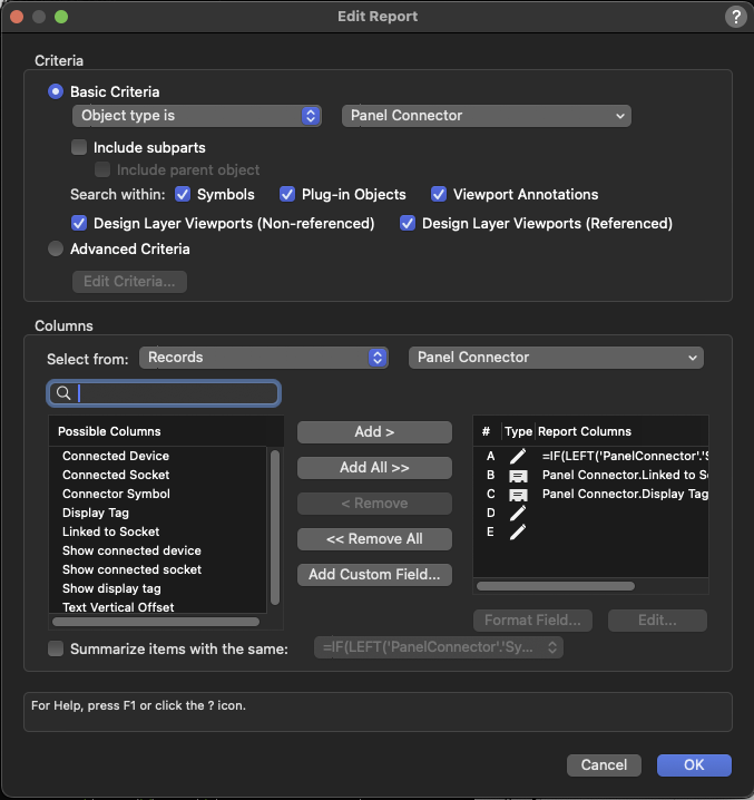 Custom Panel Loadout Worksheet - ConnectCAD - Vectorworks Community Board