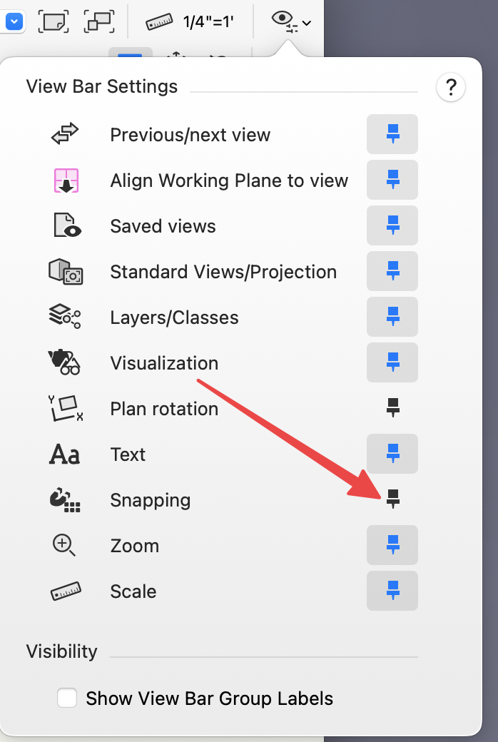 Missing Snapping Palette ... - Workflows - Vectorworks Community Board