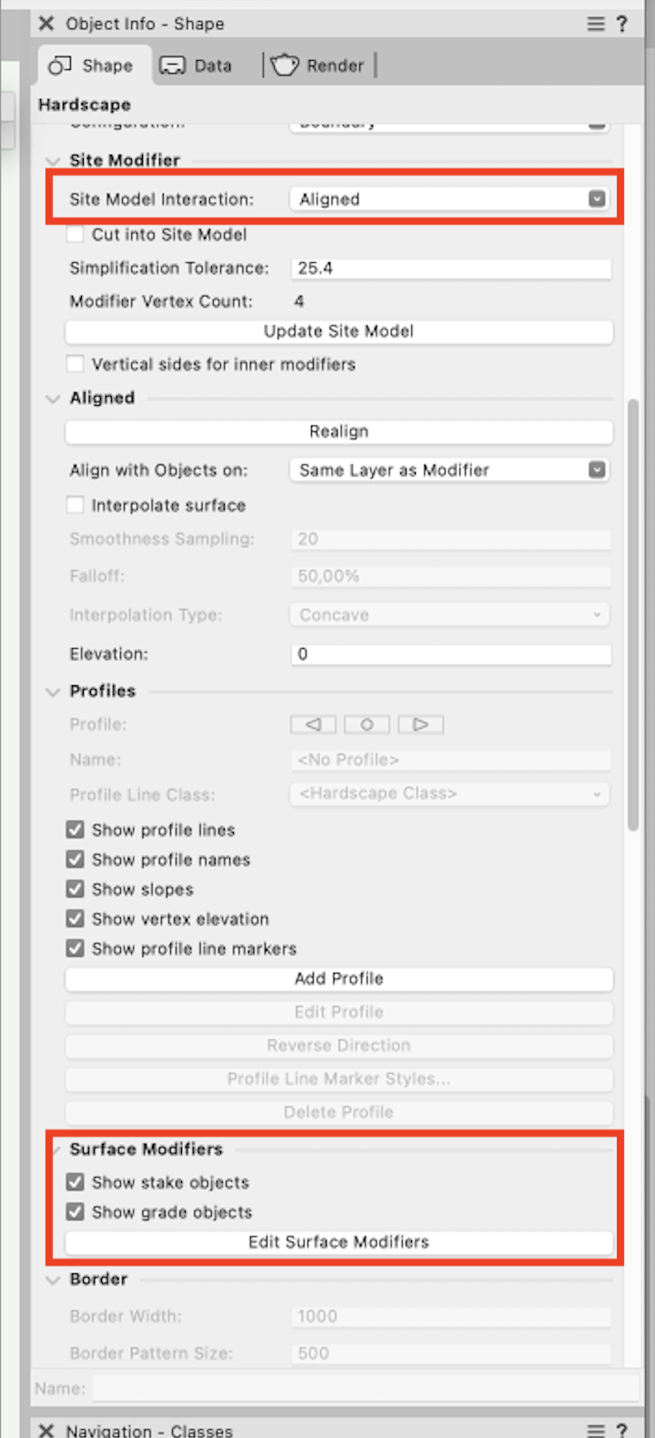 Direct point editing of hardscape / softscape elevation topography ...