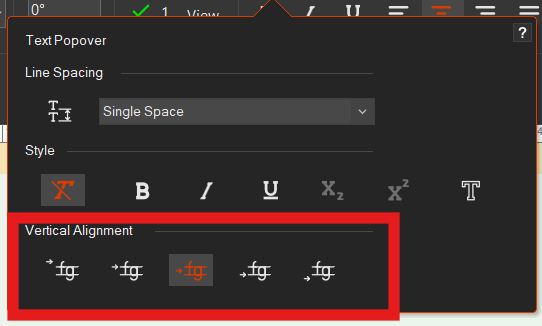Add Vertical Text alignment buttons to the View Bar text items. - Wishlist - Feature and Content ...