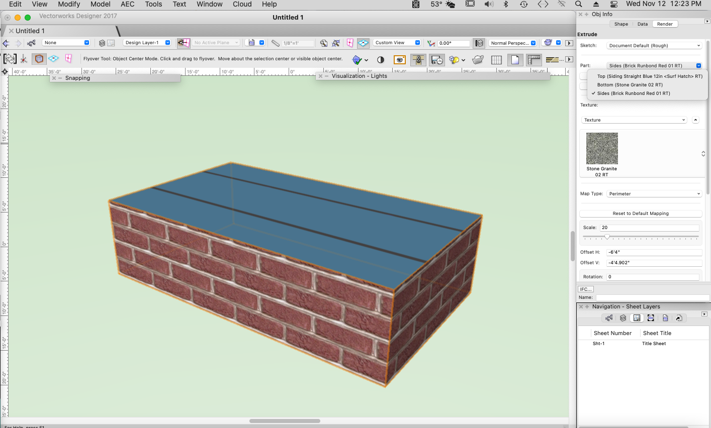 Extruded object texture on faces - Rendering - Vectorworks Community Board
