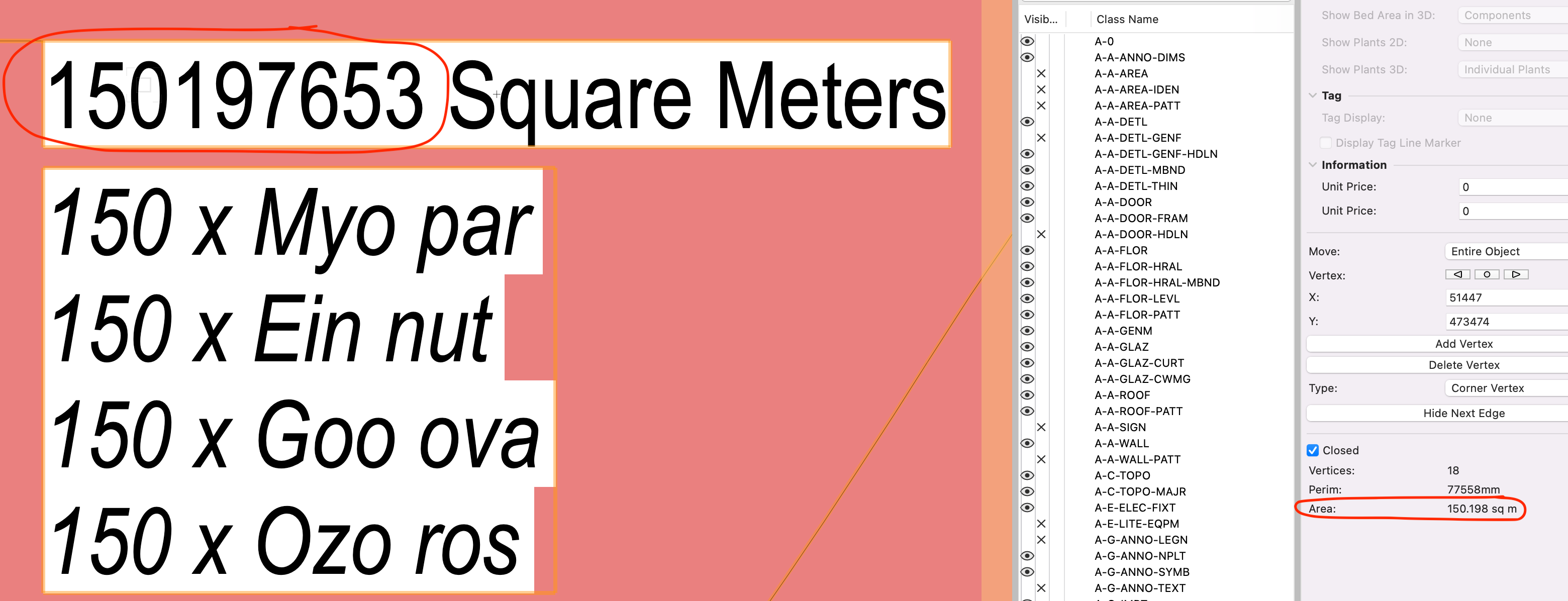 VW2026 Data Tag for Landscape Area showing area in square millimeters ...